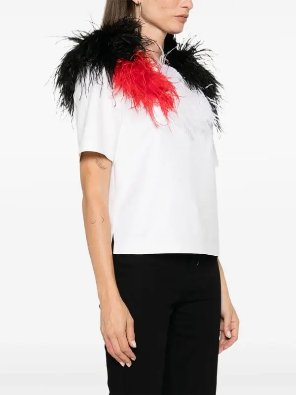LOULOU Feather-detail T-shirt