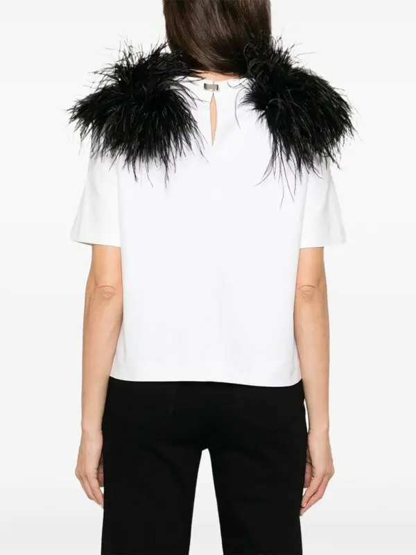 LOULOU Feather-detail T-shirt