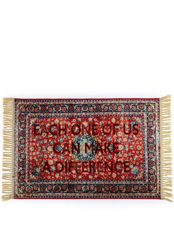 SELETTI Slogan-print Burnt Carpet - Red