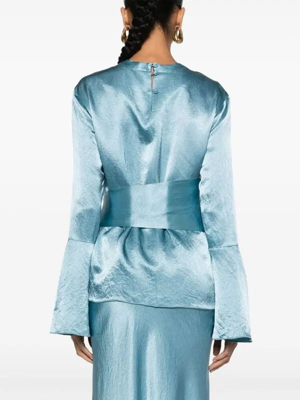 Nanushka Ilon Belted Blouse - Blue