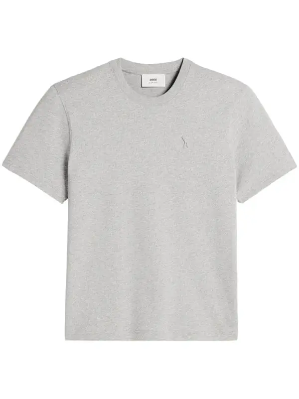 AMI Paris Embroidered Logo T-shirt - Grey