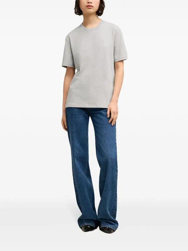 AMI Paris Embroidered Logo T-shirt - Grey
