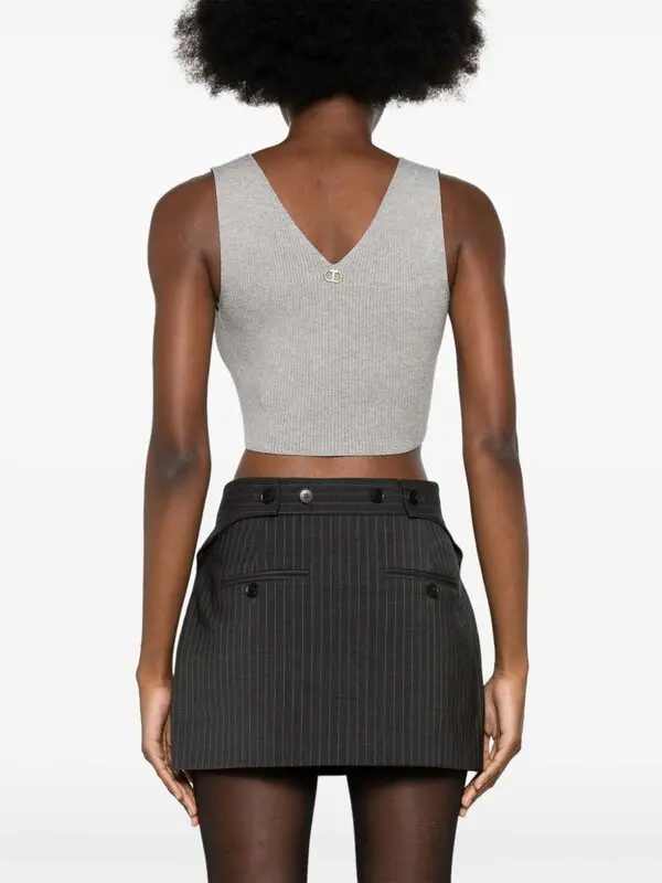 TWINSET Ribbed Knit Crop Top