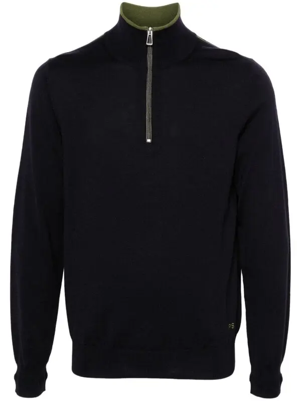 Paul Smith Merino-wool Half-zip Sweater - Blue