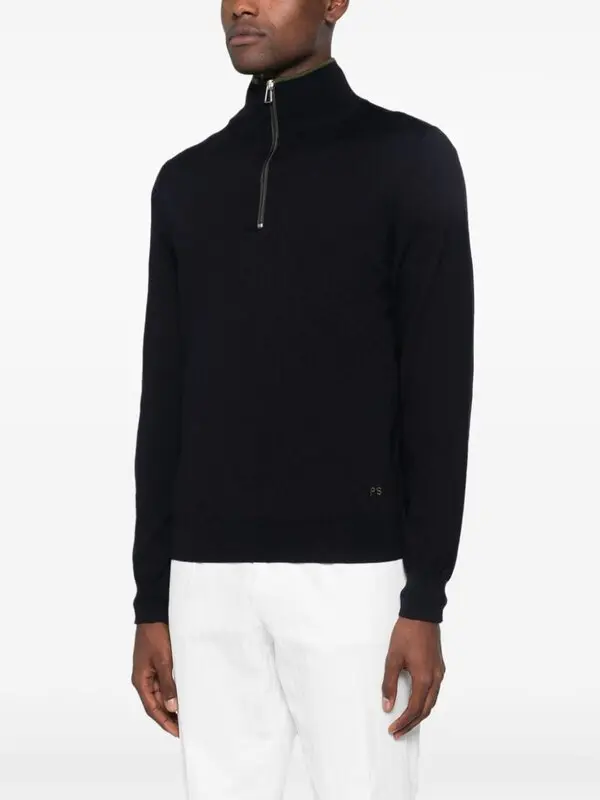 Paul Smith Merino-wool Half-zip Sweater - Blue