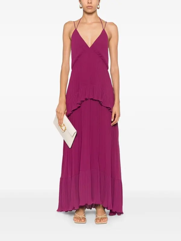TWINSET Pleated Georgette Maxi Dress