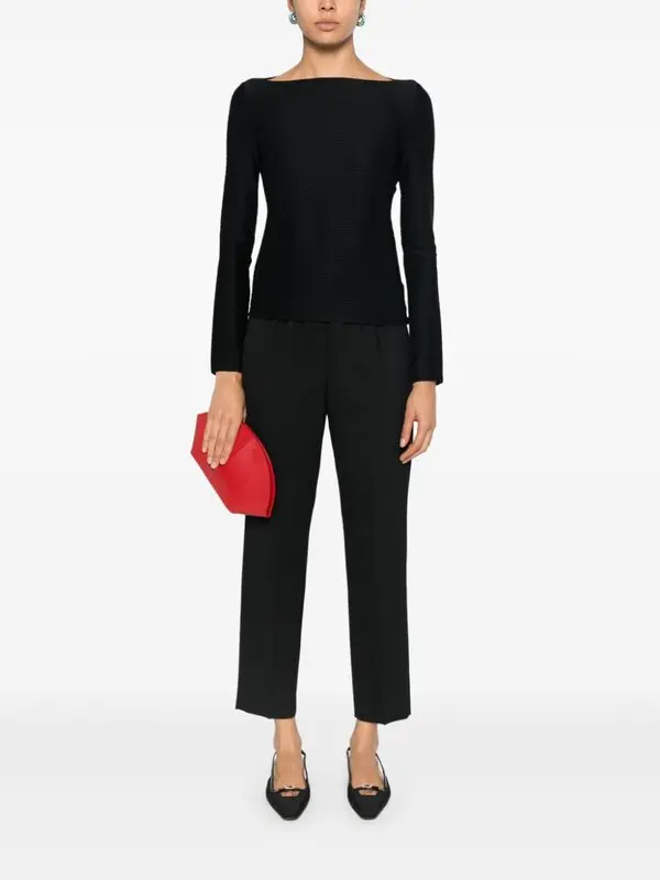 Emporio Armani Striped Boat Neck Long Sleeve Top