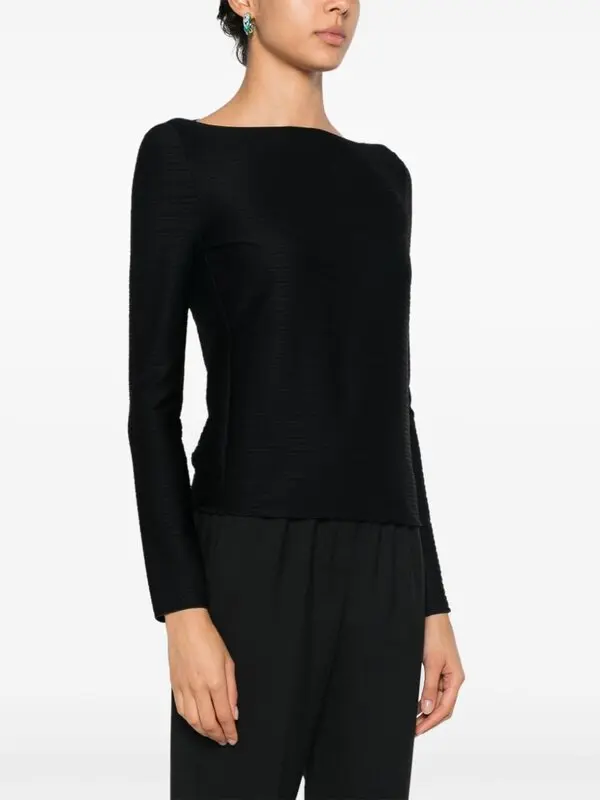 Emporio Armani Striped Boat Neck Long Sleeve Top