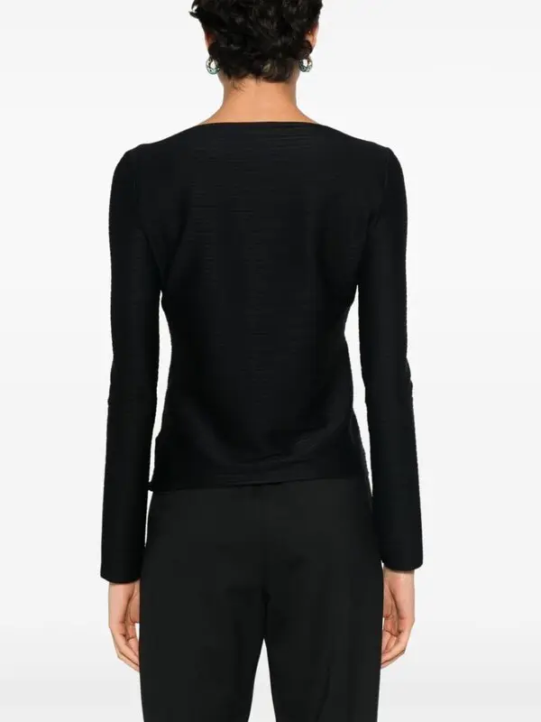 Emporio Armani Striped Boat Neck Long Sleeve Top