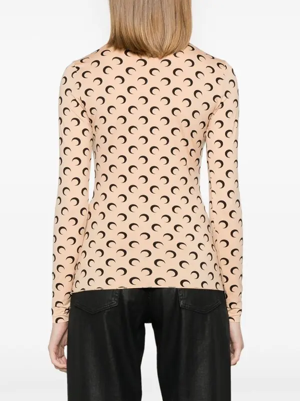 MARINE SERRE Recycled Moon Jersey Second Skin High-neck Top - Neutrals