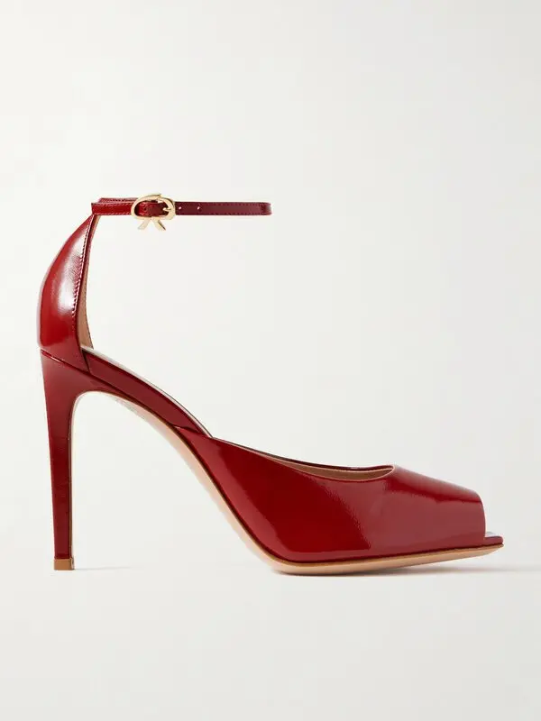GIANVITO ROSSI Nuit 95 Glossed-leather Pumps - Burgundy
