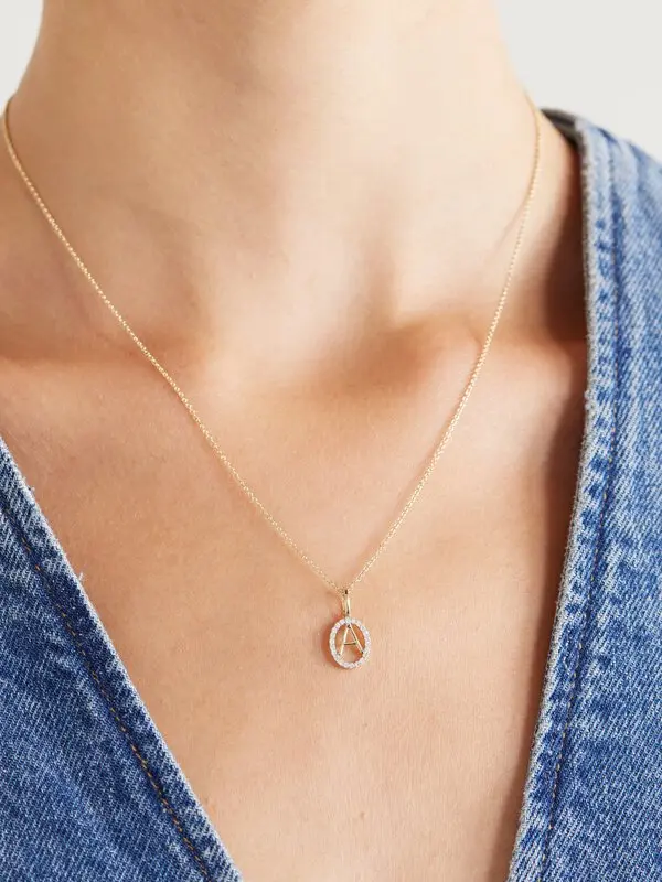 STONE AND STRAND Initial Diamond Necklace