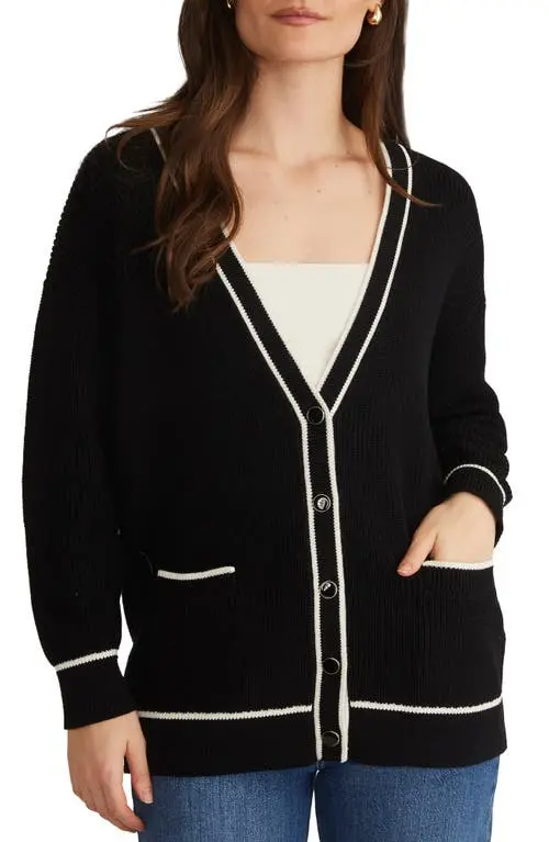 525 Emma Tipped Cotton Cardigan