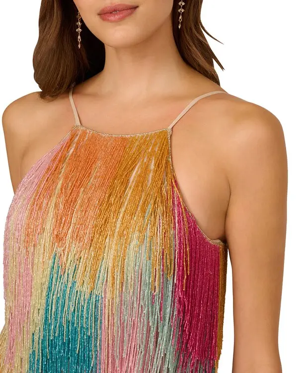 knee length dresses for ladies Mew Mews Bluma Halterneck Beaded Fringe Mini Dress