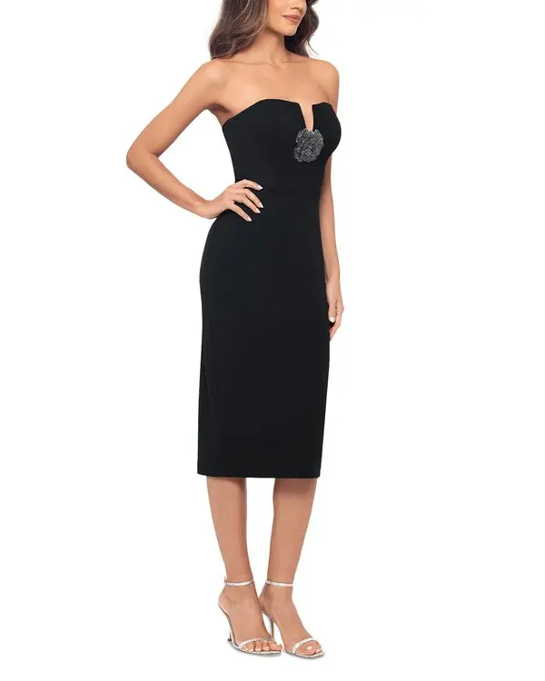 Aqua Scuba Crepe Flower Midi Dress