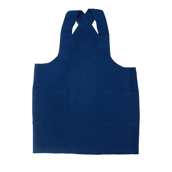 KAF HOME Firenze Stone Washed Linen Smock Apron - Blue