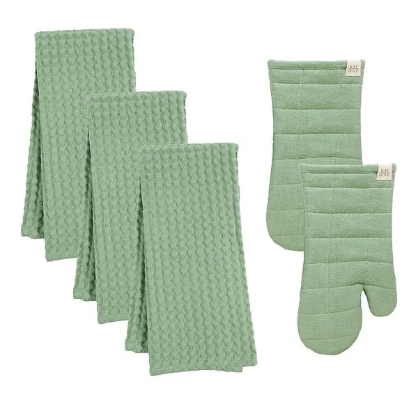 KAF HOME Monaco Kitchen Linen Bundle, Set Of 5 - Green