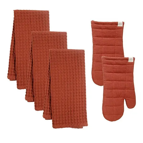 KAF HOME Monaco Kitchen Linen Bundle, Set Of 5 - Orange