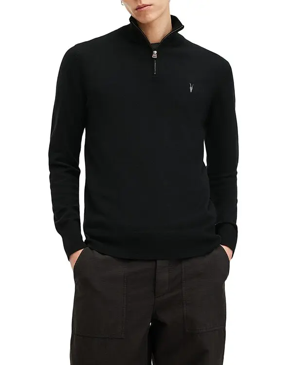 ALLSAINTS Kilburn Wool & Nylon Quarter Zip Sweater - Black