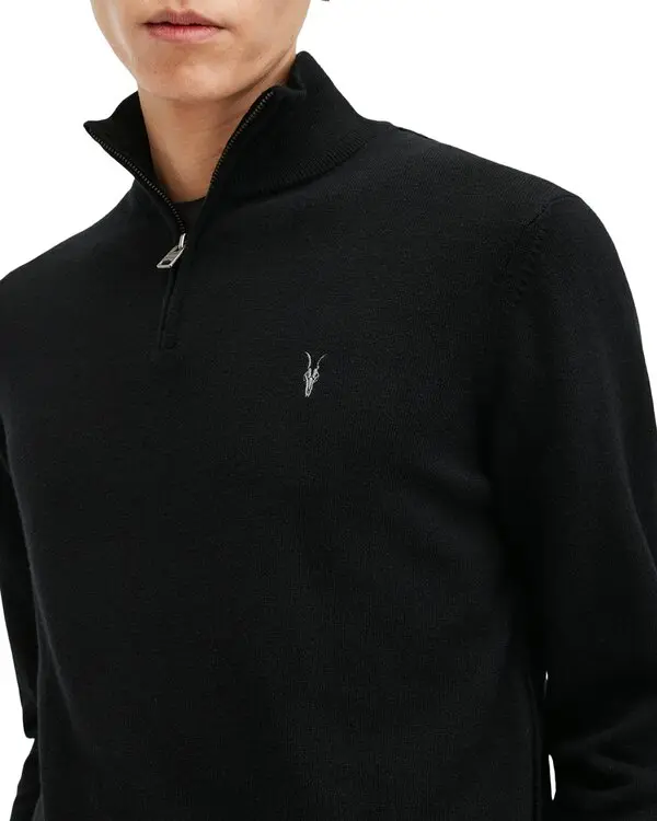 ALLSAINTS Kilburn Wool & Nylon Quarter Zip Sweater - Black