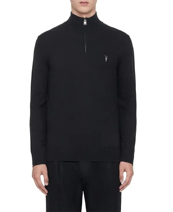 ALLSAINTS Kilburn Wool & Nylon Quarter Zip Sweater - Black
