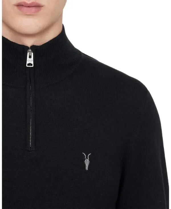 ALLSAINTS Kilburn Wool & Nylon Quarter Zip Sweater - Black