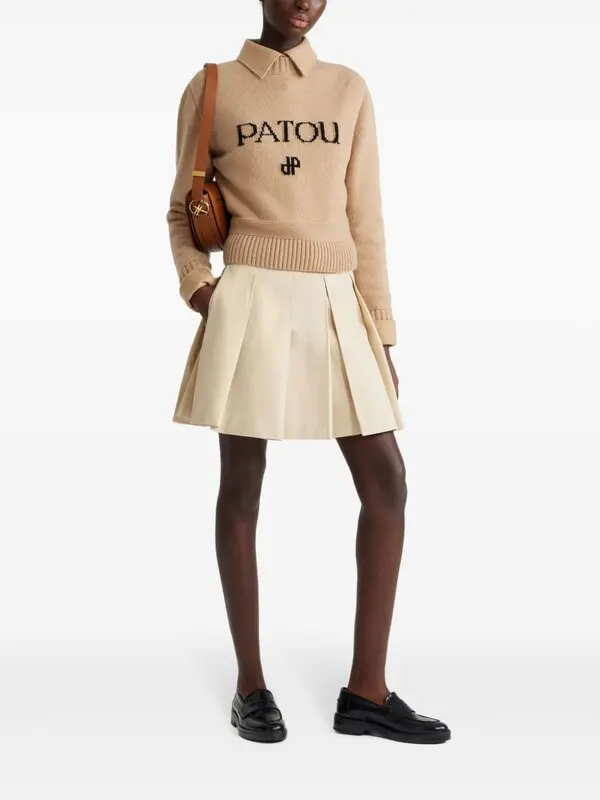 Patou Pleated Mini Skirt In Neutrals - 30% Off | Editorialist