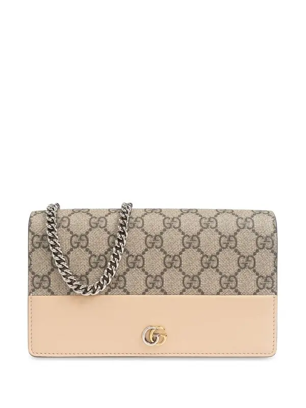Gucci Gg Marmont Chain Wallet - Neutrals