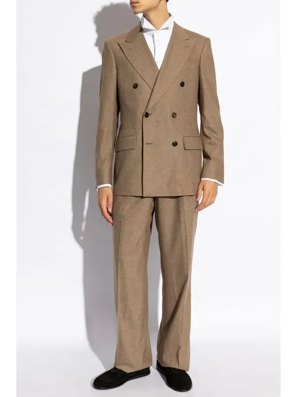Giorgio Armani Double-Breasted Wool Suit In Neutrals - 71% Off