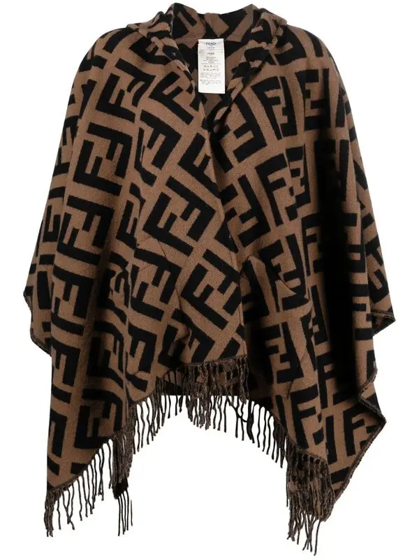 Fendi Ff-jacquard Cashmere Poncho - Brown