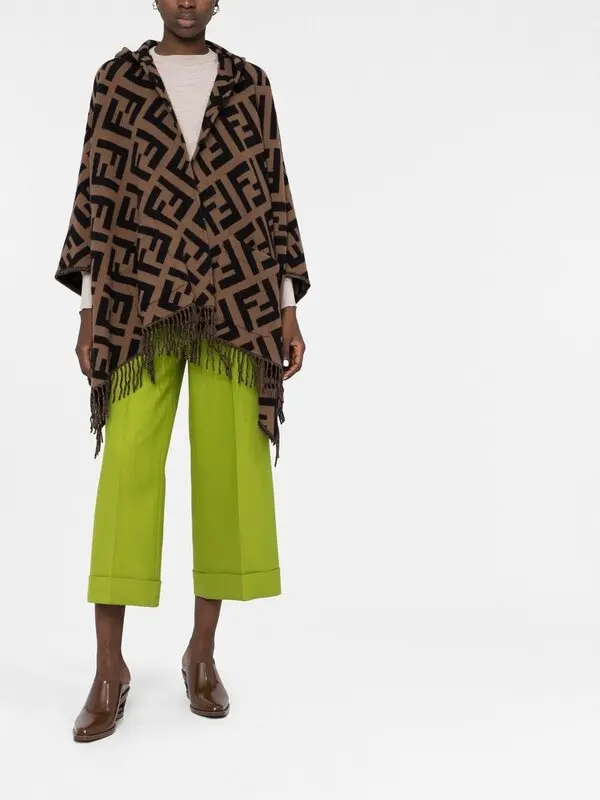 Fendi Ff-jacquard Cashmere Poncho