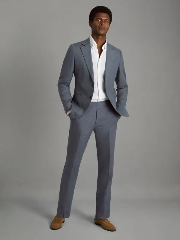 REISS Kin Single-breasted Linen Suit Blazer Slim Fit