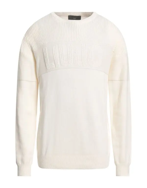 LIU •JO MAN Cotton Knit Crewneck Sweater - White