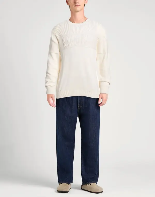LIU •JO MAN Cotton Knit Crewneck Sweater - White