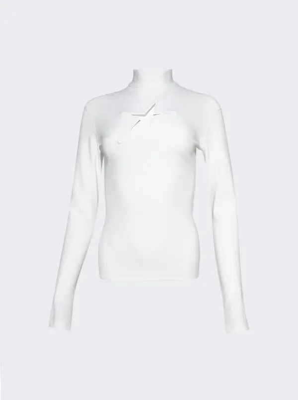MUGLER Long-sleeved Star Top - Off-white