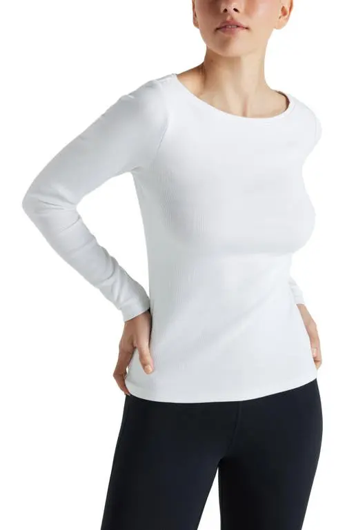 LOSANO Serene Rib Long Sleeve Top - Snow