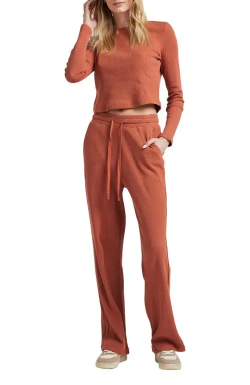 LOSANO Organic Cotton Long Sleeve Crew - Baked Clay