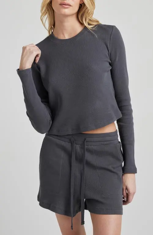 LOSANO Organic Cotton Long Sleeve Crew - Charcoal