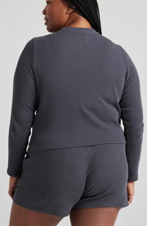 LOSANO Organic Cotton Long Sleeve Crew - Charcoal