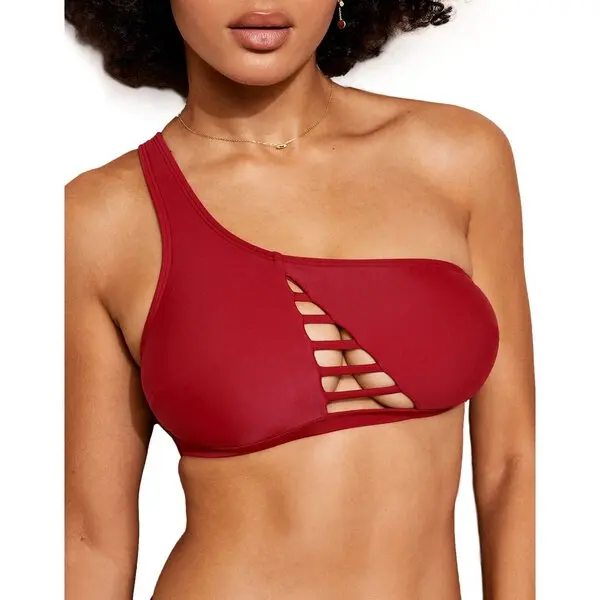 ADORE ME Elle Asymmetric Swimwear Bra - Dark Red