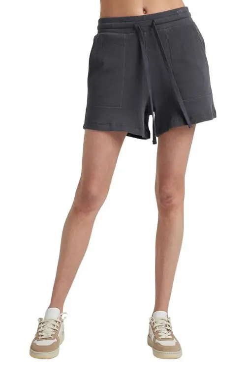 LOSANO Organic Cotton Waffle Weave Shorts - Charcoal