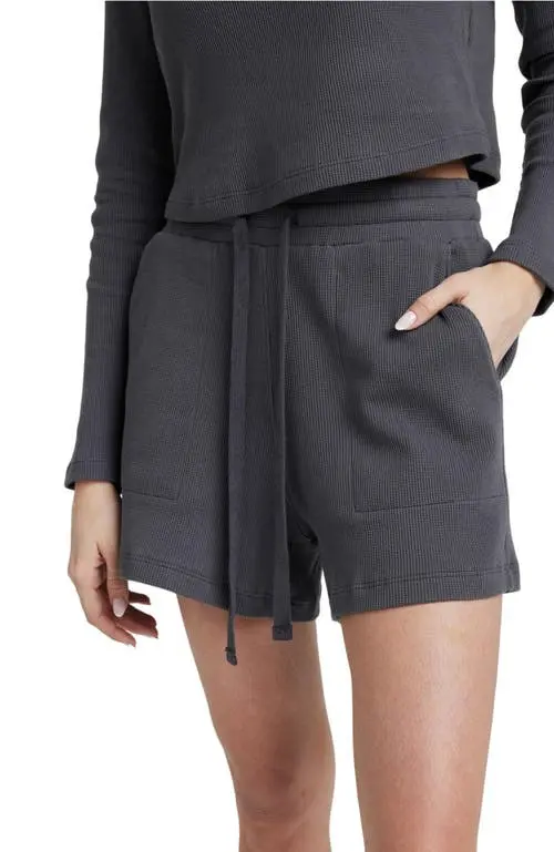 LOSANO Organic Cotton Waffle Weave Shorts - Charcoal