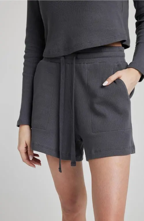 LOSANO Organic Cotton Waffle Weave Shorts - Charcoal