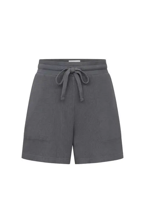 LOSANO Organic Cotton Waffle Weave Shorts - Charcoal