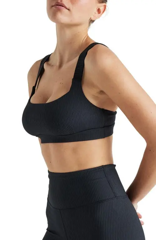 LOSANO Renew Rib Square Neck Bra - Black