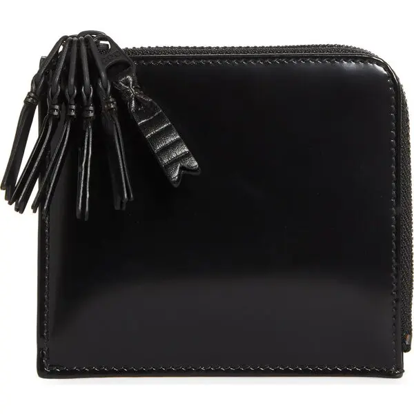 Comme Des Garçons Zipper Medley Leather Half Zip Wallet - Black