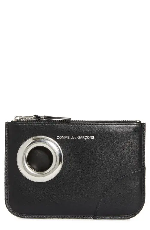 Comme Des Garçons Eyelet Leather Zip Pouch - Black