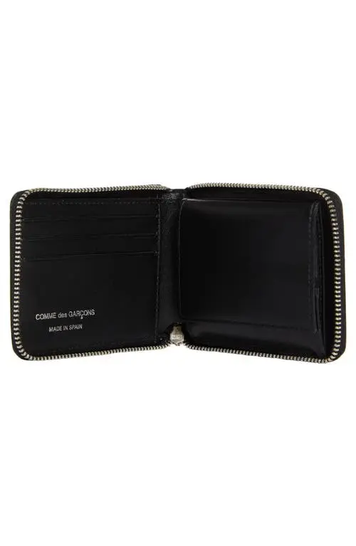 Comme Des Garçons Small Eyelet Leather Half Zip Wallet - Black