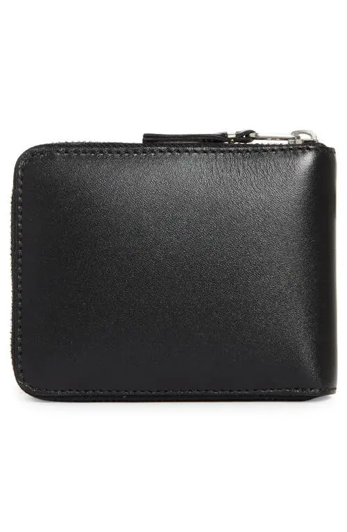Comme Des Garçons Small Eyelet Leather Half Zip Wallet - Black