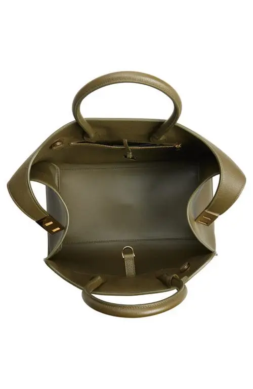 FERRAGAMO Small Hug Grained Leather Top Handle Satchel - New Olive